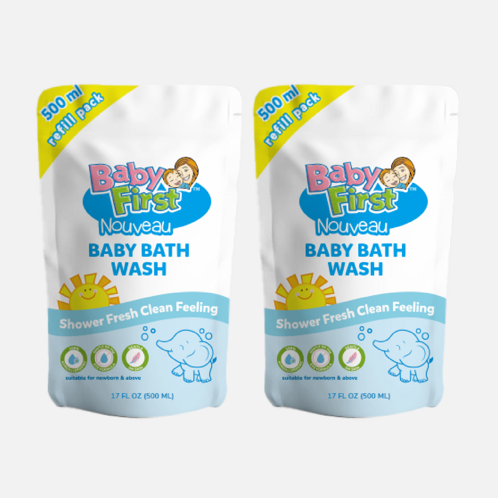 Baby First Nouveau Baby Bath Wash 500ml Milk Scent Refill 2 Packs ...