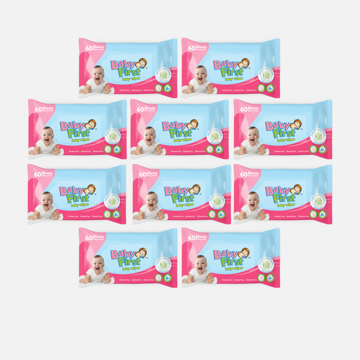Baby First Baby Wipes 60s 8+2 Packs (600 Sheets) – Heavenly