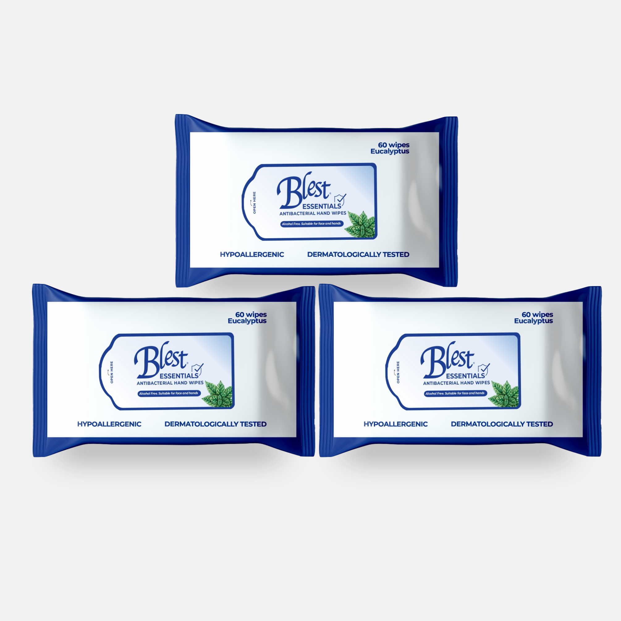 Blest Anti-Bacterial Wipes 60 Sheets x 3 Packs (180 Sheets) Mentholate ...