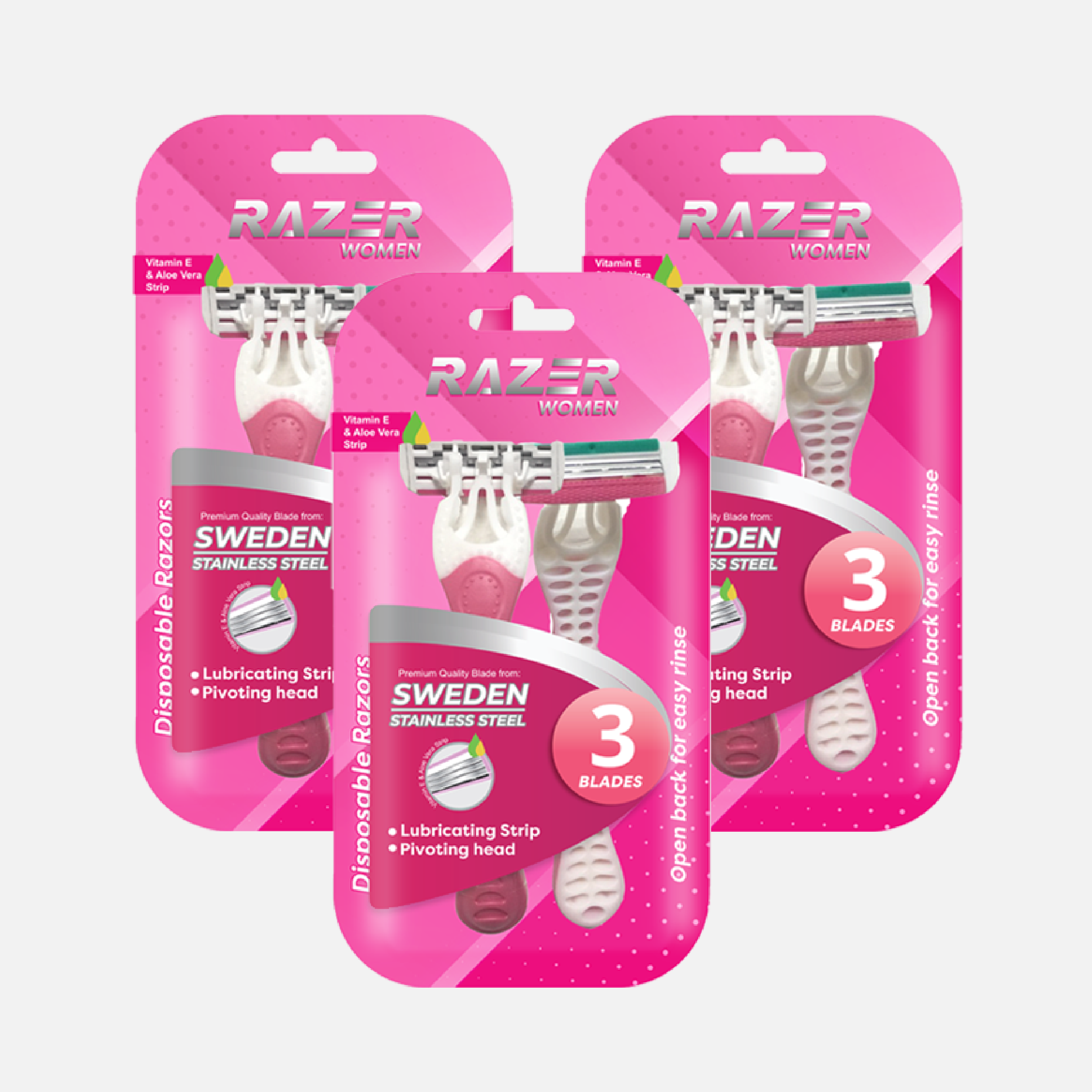 Razer Womens Triple Blade Disposable Razor by 2s x 3 Packs – Heavenly