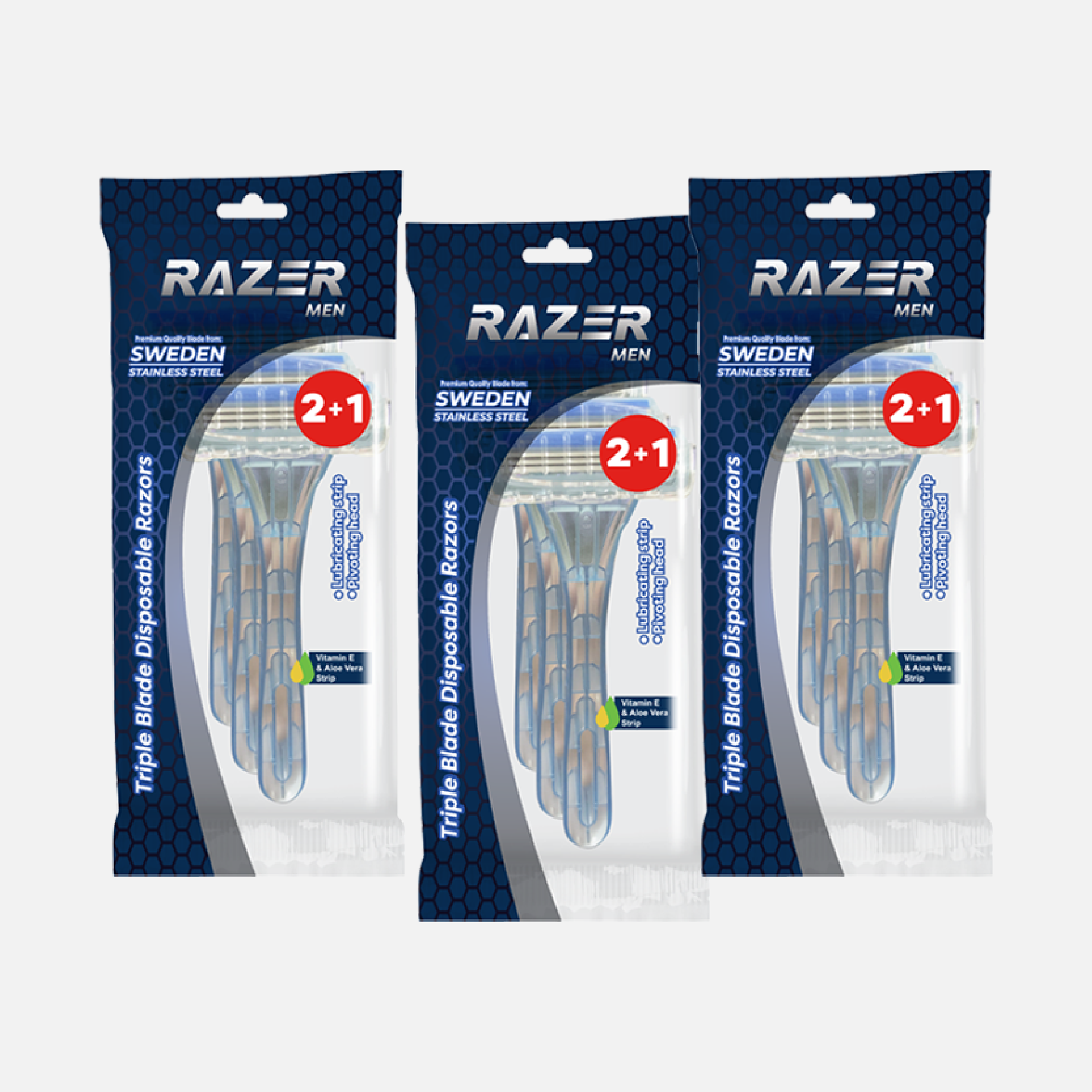 Razer Mens Triple Blade Pivot Head Disposable Razor 2+1 x 3 Packs ...